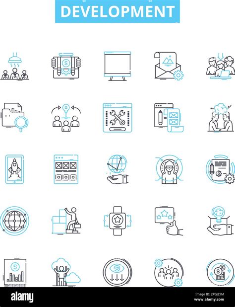 Development Vector Line Icons Set Growth Improvement Expansion Advancement Proliferation
