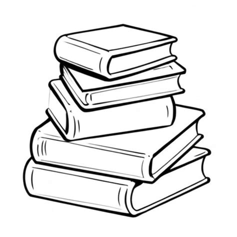 stack of books line art white background premium ai generated image