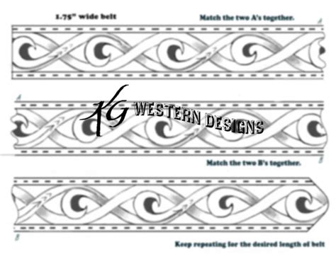 Leather Belt Tooling Pattern Western Scrollwork Design Pattern