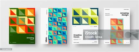 회사 Id 브로셔 템플릿 컬렉션입니다 비즈니스 프리젠 테이션 벡터 A4 수직 방향 전면 페이지 모형 세트 기업 보고서 커버 추상 기하학적 일러스트 디자인 레이아웃 번들 0