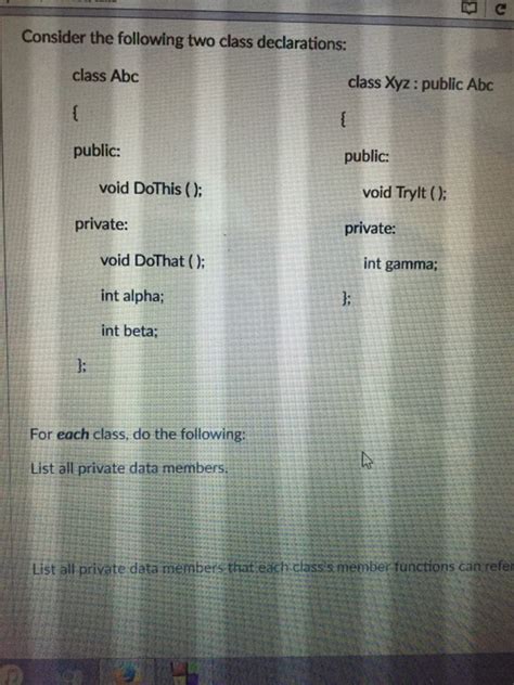 Solved Consider The Following Two Class Declarations Class