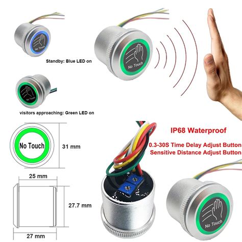 IP Waterproof Infrared No Touch Exit Contactless Door Exit Button With LED V Order