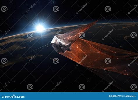 Solar Sail Satellite Orbiting Around A Planet Stock Image Image Of