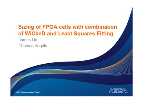 Mugm 2012 Sizing Of Fpga Cells With Combination Of Wicked And Least