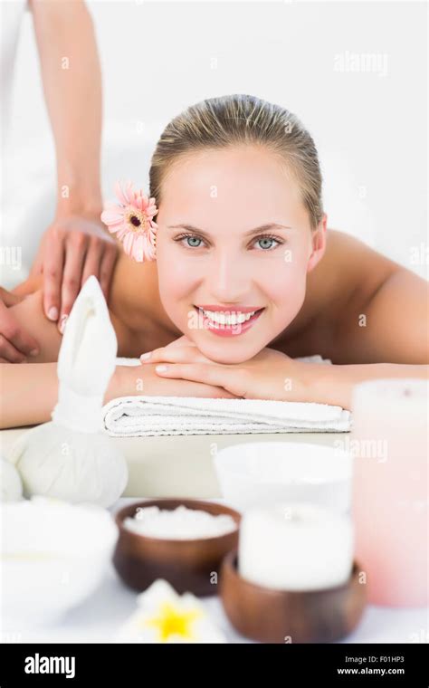 Pretty Blonde Enjoying A Massage Stock Photo Alamy