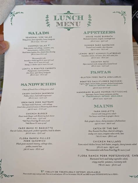 Menu At Flora Farms Pub And Bar San José Del Cabo Carretera