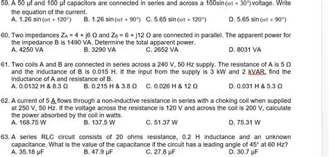 Solved 59 A 50 Uf And 100 Uf Capacitors Are Connected In