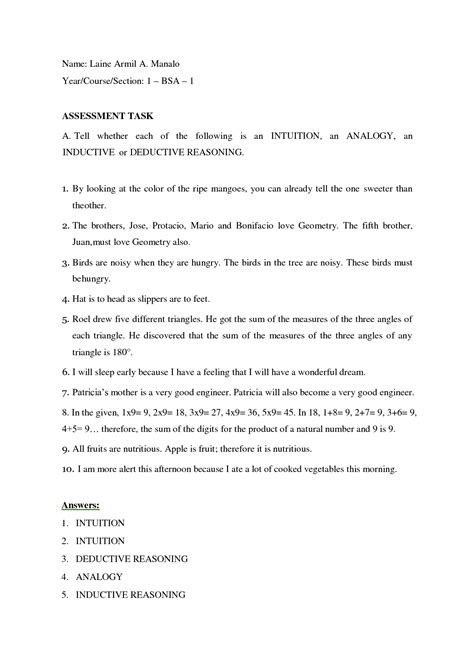 SOLUTION Math Exercise Inductive Deductive Reasoning Studypool