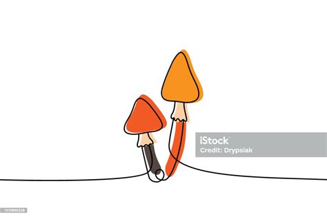 버섯 한 줄 색깔의 연속 그림 버섯 연속 한 줄 다채로운 일러스트레이션 벡터 미니멀리스트 선형 일러스트 레이 션 1에 대한 스톡 벡터 아트 및 기타 이미지 Istock