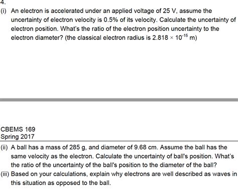 Solved An Electron Is Accelerated Under An Applied Voltage