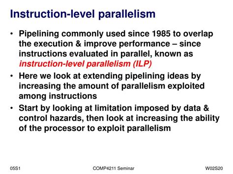 Ppt Comp4211 Seminar Intro To Instruction Level Parallelism