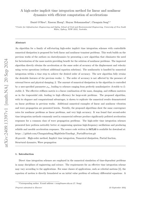 Pdf A High Order Implicit Time Integration Method For Linear And