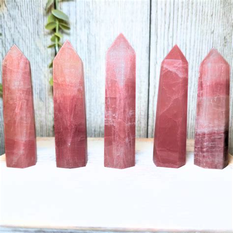Aaa Strawberry Calcite Towers Pink Crystal Point Obelisks 3 4 Inch
