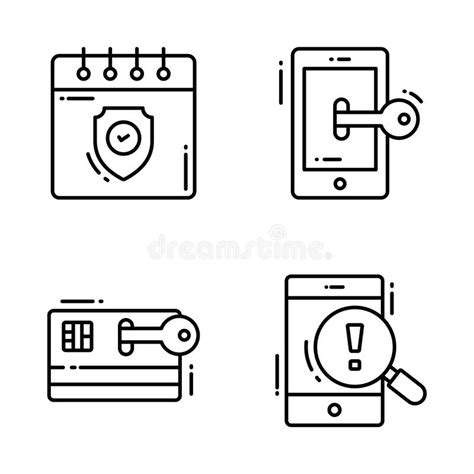 Computer Safety Protection And Security Vector Icons Set Cyber Computer Network Business Data