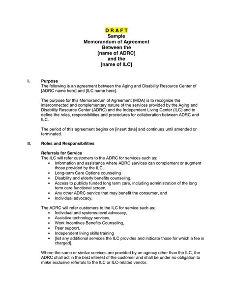 Memorandum Of Understanding In Word And Pdf Formats