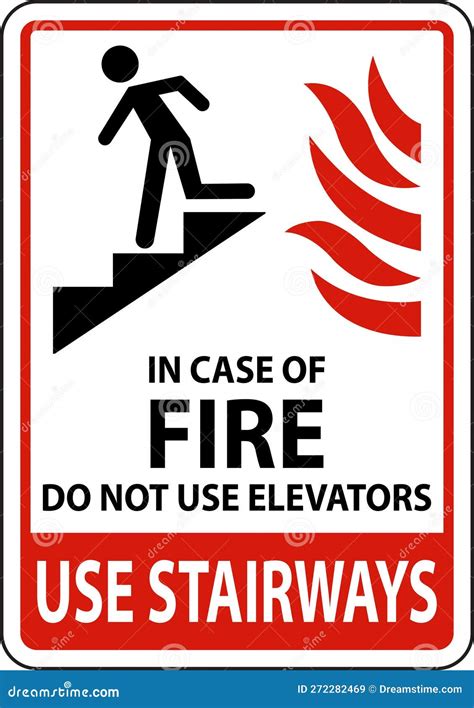 In Case Of Fire Do Not Use Elevators Sign Stock Vector Illustration