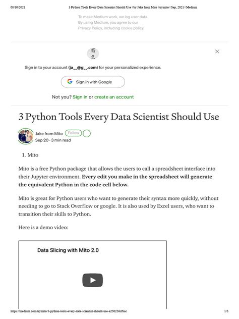3 Python Tools Every Data Scientist Should Use By Jake From Mito Trymito Sep 2021
