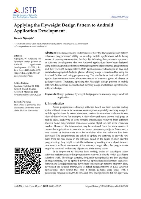 Pdf Applying The Flyweight Design Pattern To Android Application