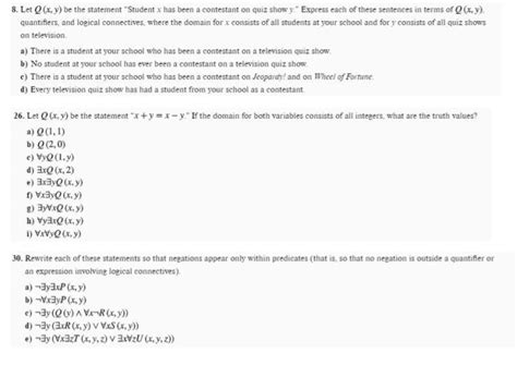 Solved 8 Let Q X Y Be The Statement Babe X Has Been A Chegg Com
