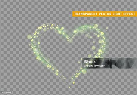 하트 모양을 형성합니다 매직 라이트 효과 스타더스트 그린 글리터 반짝 별 먼지 벡터 일러스트 투명도가 있는 배경에 빛나는 반짝이는 입자 벡터 일러스트레이션 0명에 대한 스톡