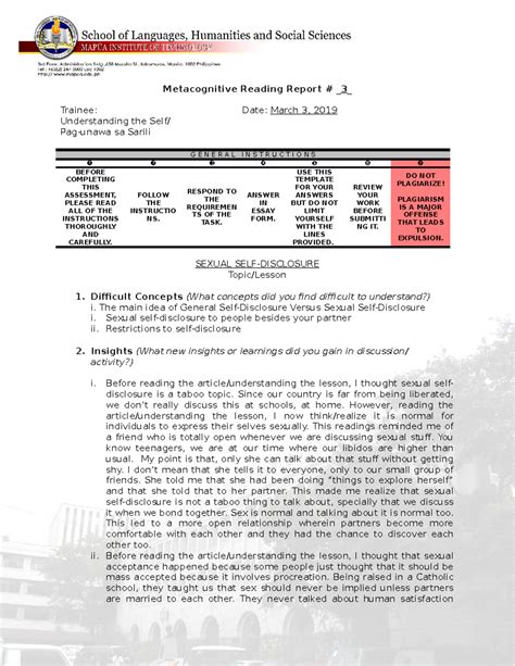 Mrr 3 Sexual Self Disclosure Understanding The Self Mapua