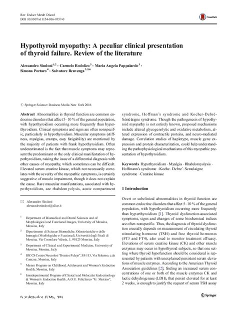 Pdf Hypothyroid Myopathy A Peculiar Clinical Presentation Of Thyroid