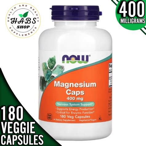 NOW Foods, Magnesium Caps, 400 mg, 180 Veg Capsules | Shopee Philippines