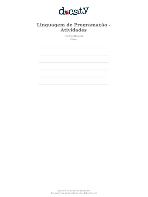docsity linguagem de programacao atividades pdf python linguagem