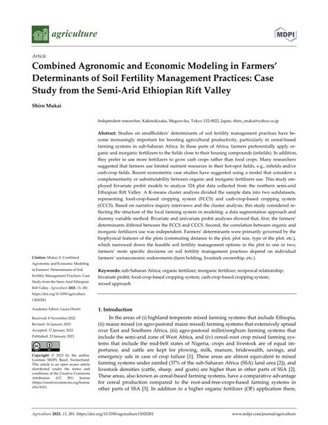 pdf combined agronomic and economic modeling in farmers determinants