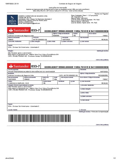 Contrato De Seguro De Viagem Dsa Pdf Impressão