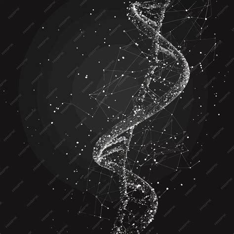 Premium Vector Grey Dna With Polygon Line On Black Abstract Background