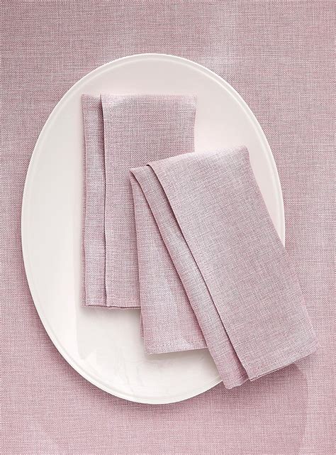 Les Serviettes De Table Jacquard Vieux Rose Chiné Ensemble De 2