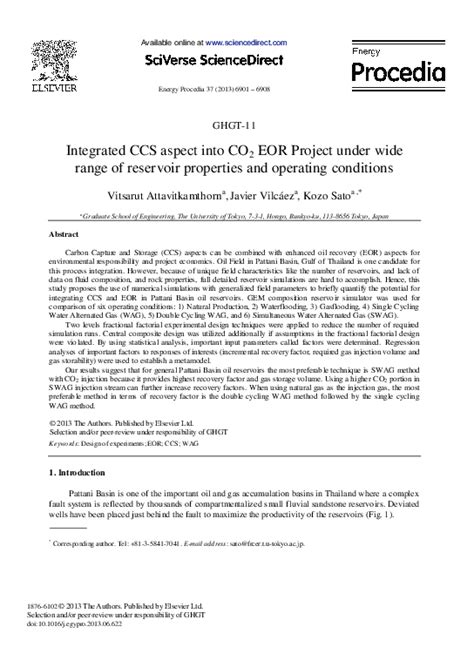 Pdf Integrated Ccs Aspect Into Co2 Eor Project Under Wide Range Of Reservoir Properties And