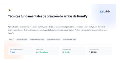 Creación De Arrays De Numpy Tutoriales De Programación En Python Labex