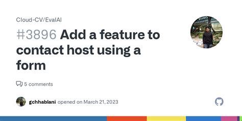 Add A Feature To Contact Host Using A Form · Issue 3896 · Cloud Cv