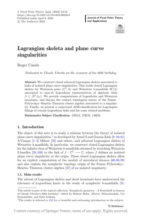 Pdf Lagrangian Skeleta And Plane Curve Singularities
