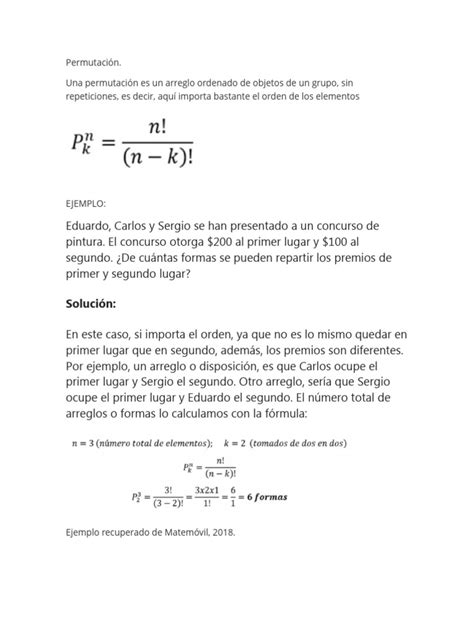 Permutación Y Combinacion Pdf