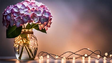 Hydrangea And String Lights Premium Ai Generated Image
