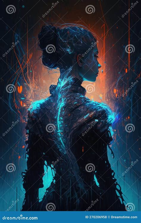 Shimmering Holograms Entwined With The Physical World Digital Art Poster Ai Generation Stock