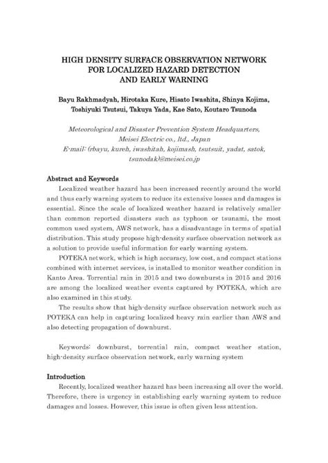 Pdf High Density Surface Observation Network For Localized 23bayupdf · High Density