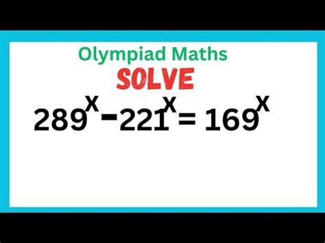 Olympiad Maths A Nice Exponential Equation YouTube