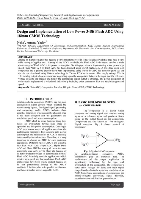 Design And Implementation Of Low Power 3 Bit Flash Adc Using 180nm Cmos