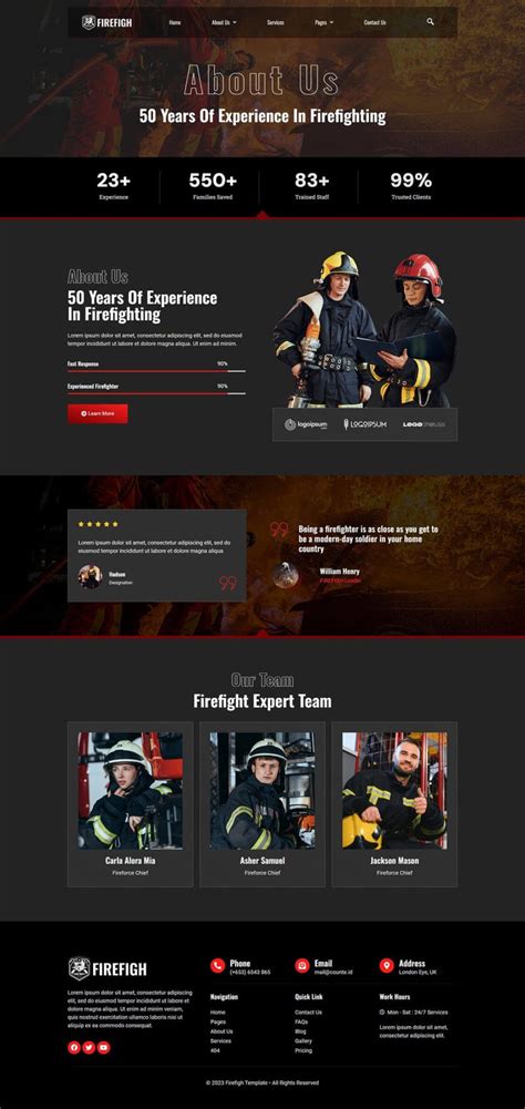 Firefigh Firefighter And Fire Department Elementor Template Kit By Kitpro