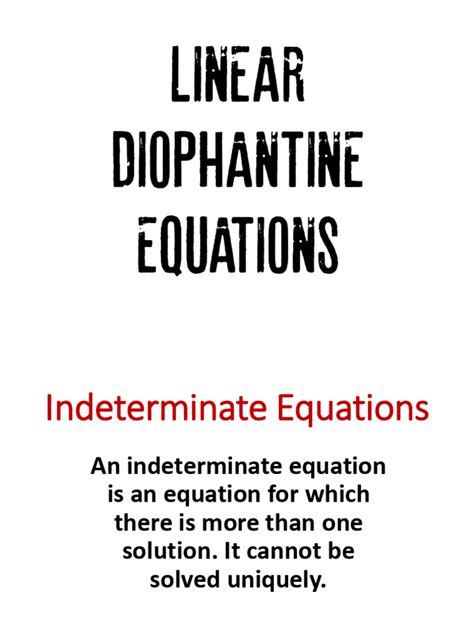 Linear Diophantine Equations Pdf