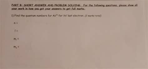 Solved Part B Short Answer And Problem Solving For The