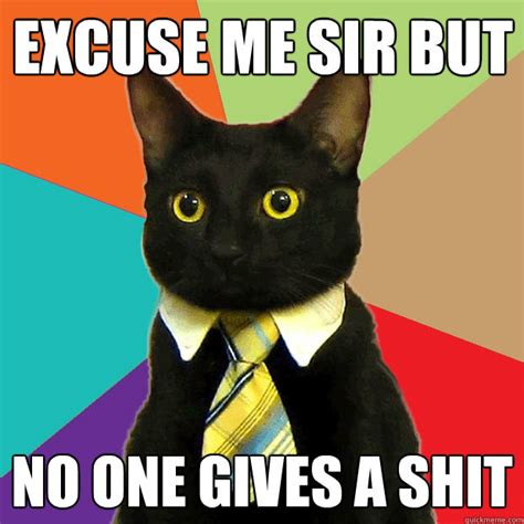 Excuse Me Sir But No One Gives A Shit Business Cat Quickmeme