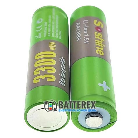 Аккумуляторы АА Li-ion Soshine 1.5V 3300mWh поштучно | Купить литиевый ...
