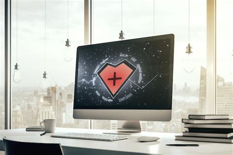 Premium Photo Creative Abstract Heart Rate Sketch On Modern Laptop Monitor Medicine And