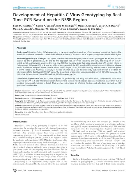 pdf development of hepatitis c virus genotyping by real time pcr