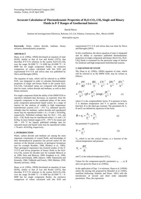 Pdf Accurate Calculation Of Thermodynamic Properties Of · Pdf